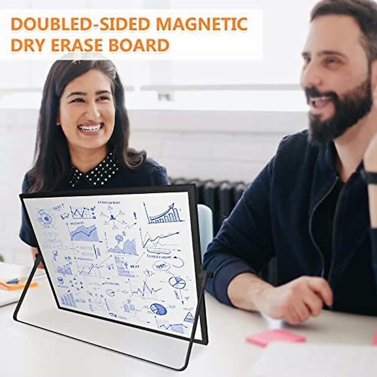 1 Pack Dry Erase White Board, 16"X12" Large Magnetic Desktop Whiteboard with Stand, Portable Double-Sided White Board Easel for Kids Drawing Memo School Office Home to Do List