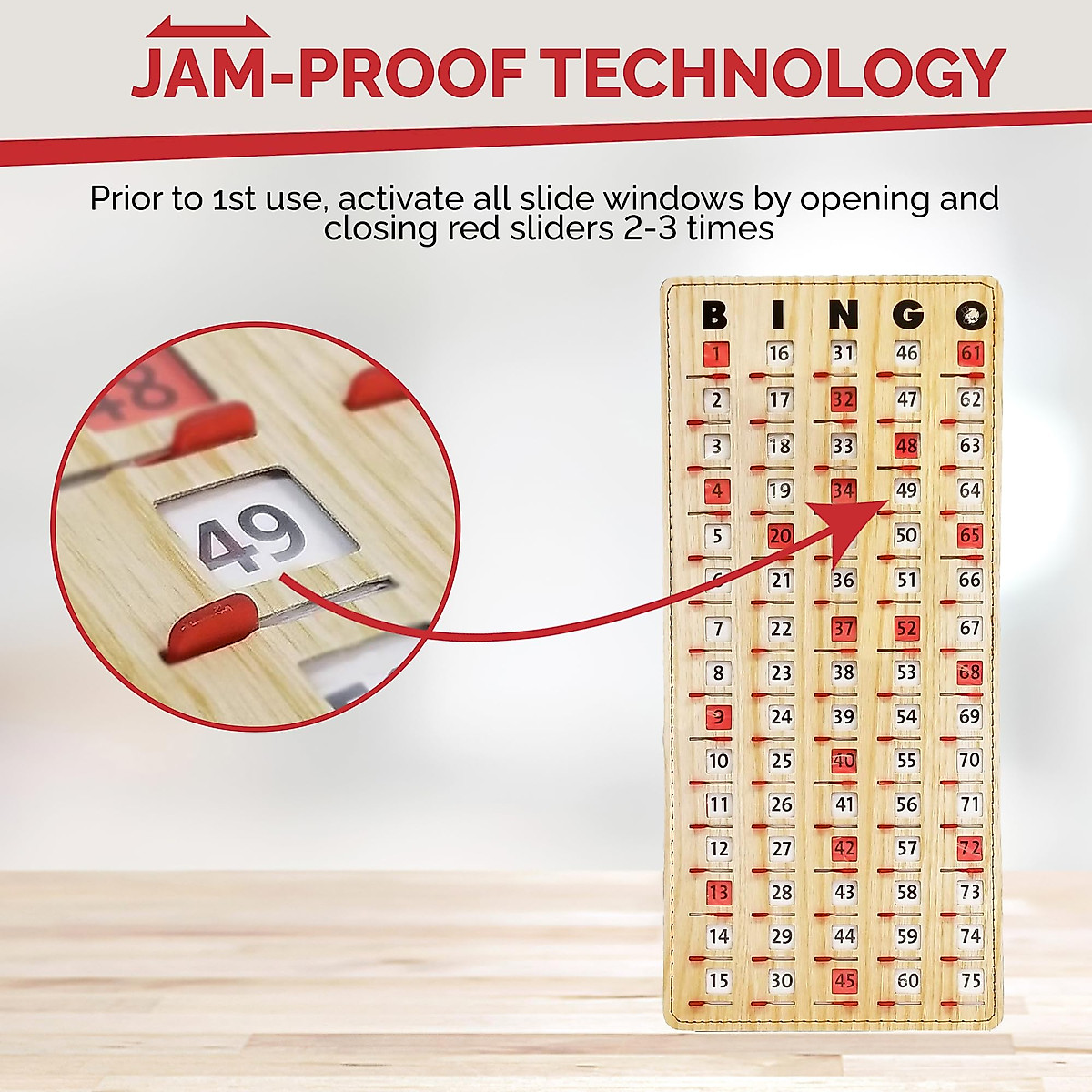 MR CHIPS Jam-Proof Finger Tip Master Bingo Card with Sliding Windows - Large Cardboard Bingo Calling Card - Tan Style