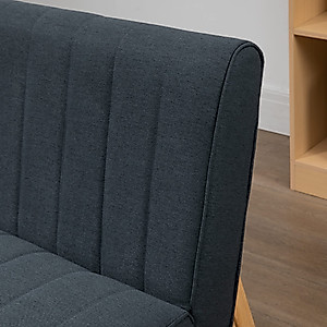 HOMCOM 42" Loveseat Sofa with Rubber Wood Legs, Space-Saving Upholstered Couch, Small 2 Seater Sofa - Graphite