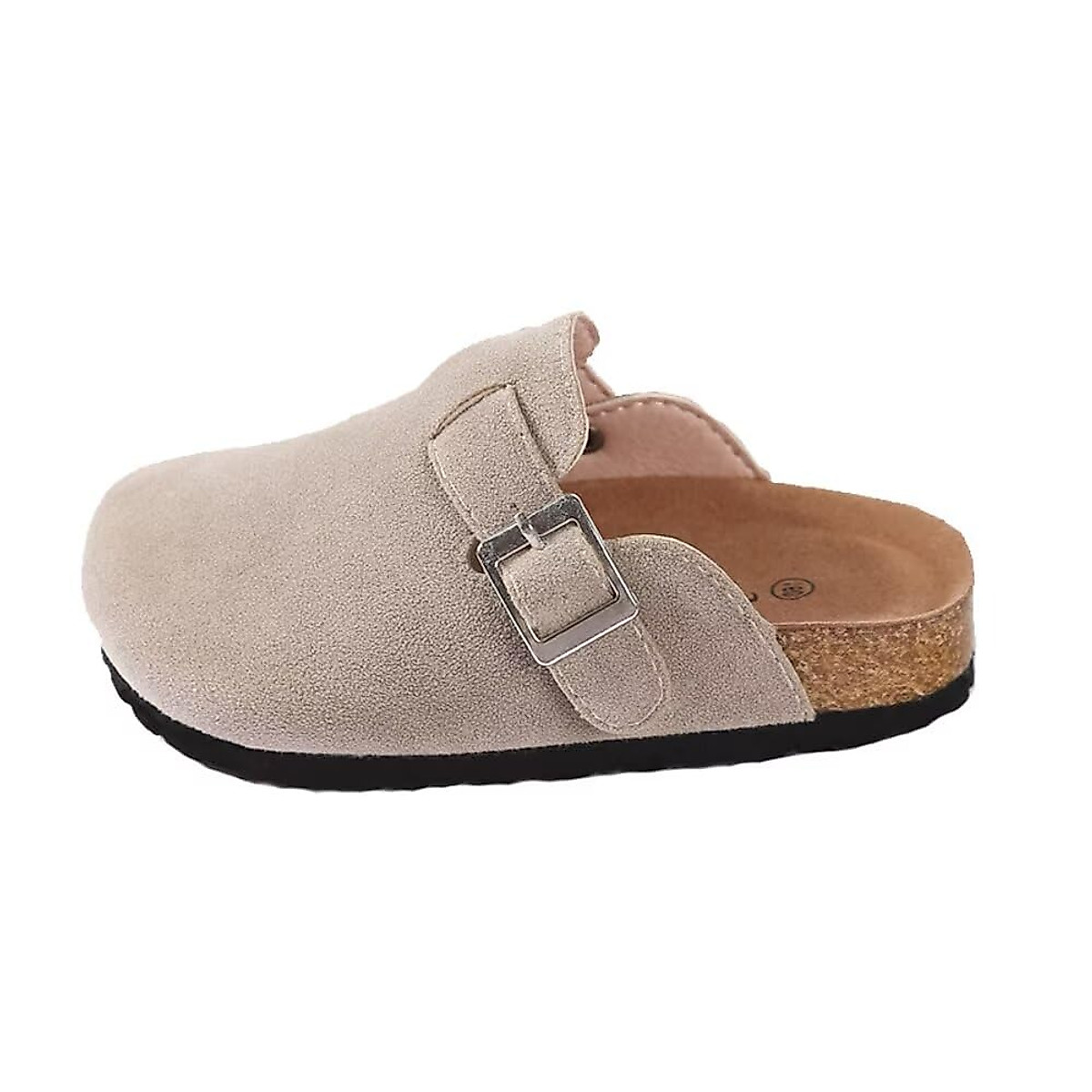 Kids Clogs for Girls Boys Cute Slip-on Slippers Classic Sued e Cor k Footbed Sandals Potato Shoes, Apricot / 4.5-5 Toddler