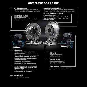 R1 Concepts Front Rear Brakes and Rotors Kit |Front Rear Brake Pads| Brake Rotors and Pads| Ceramic Brake Pads and Rotors |Hardware Kit|fits 2008-2020 INFINITI G37, Q60; Nissan 350Z, 370Z