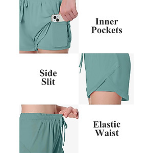 EXARUS Girls Athletic Shorts Running 2 in 1 Cheer Track Workout with Pockets Sports Dolphin for Kids Green 8Y