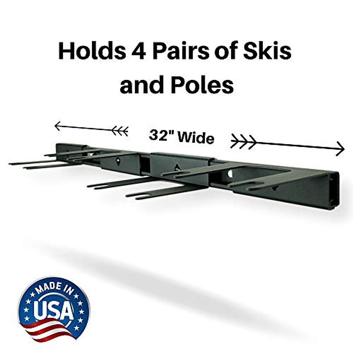 Koova Ski Rack For Garage Wall Storage | Indoor Ski Storage Racks | Ski Rack Garage Storage for Shed Organization | Pole Ski Holder & Winter Sports Organizer For Garage | Ski Hooks for Wall | USA Made