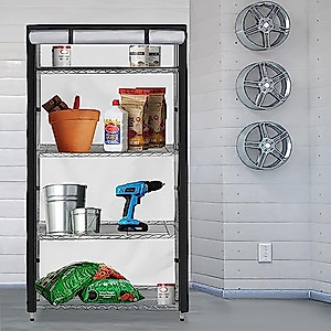 Dalema Waterproof Shelf Cover,Heavy Duty Dustproof Storage Shelving Unit Cover,Durable Steel Organizer Wire Rack Cover,Shelf Display Rack Protective Cover with Zipper.(Black,Fits 32x16x62 Shelf)