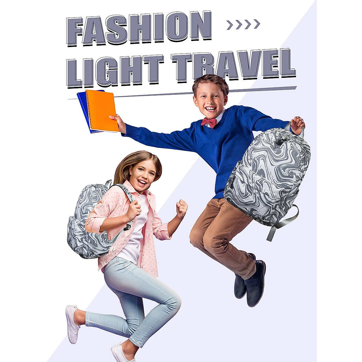 Tpeohan Grey Small Kids Backpack Boys Backpacks for Middle School Bags for Girls Line