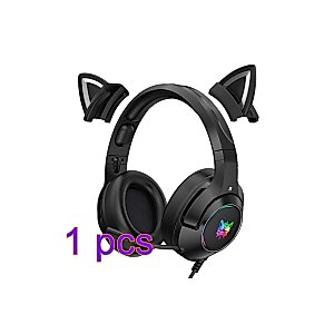 Stereo Gaming Headset with Mic,RGB Luminous Mobile Phone Computer Noise Reduction Headset,Detachable Cat Ear Gaming Headset, for PS4, PS5, Xbox One, PC, Phone
