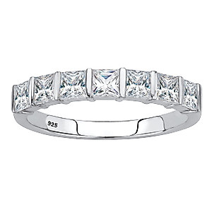 PalmBeach Jewelry Platinum-plated Sterling Silver Princess Cut Cubic Zirconia Stackable Ring Sizes 6-9 Size 7