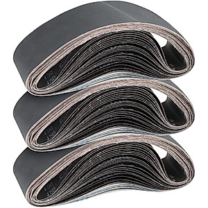 24 Pack 4 x 36 Inch Sanding Belts (120/240/ 400/600/ 800/1000 Grits) High Performance Aluminum Oxide Sander Belts Grinder Knife Sharpener Belt Kit for Woodworking Metal Wet/dry Polishing