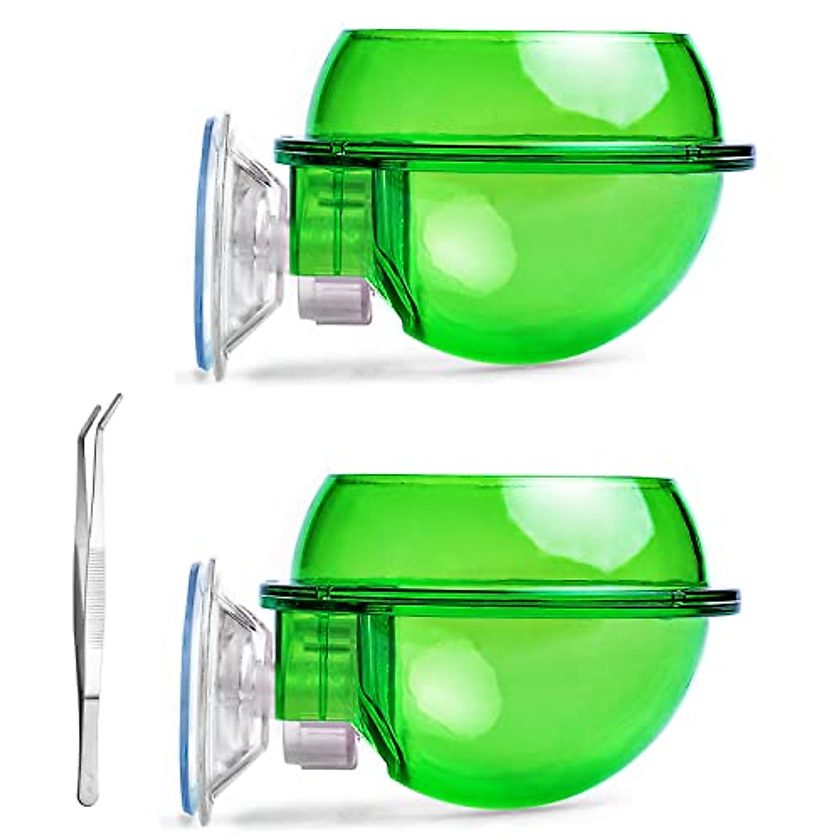 HERCOCCI 2 Pack Chameleon Bowls, Reptile Ledge Feeder Suction Cup Worm Bowl & Water Dish Supplies for Chameleon Lizard Bearded Dragon Gecko Snake