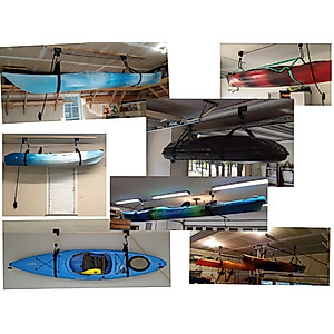 Mrhardware Kayak Hoist Quality Garage Storage Canoe Lift with 100 lb Capacity Even Works as Ladder Lift and Bike Premium Quality (Black)