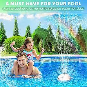 UniWater Floating Pool Fountain with Lights,2024 Upgraded Rechargeable Pool Water Fountain with Remote,Whale Swimming Pool Fountain,Floating Fountain Pump for Inground Above Ground Pool-1PC