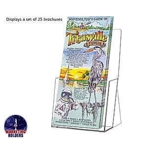 Marketing Holders Tri Fold Display 4.25”W Pamphlet Menus Maps Organizer Value Pack of 2 Countertop Clear Acrylic Single Pocket Brochure Holder Ad Trade Show Flyer