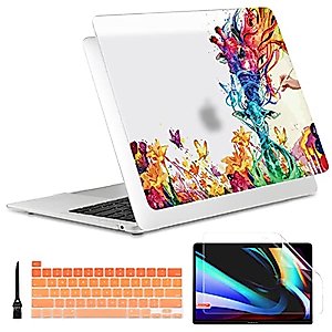 Batianda Designed Case for New M2 MacBook Pro 13 inch 2022 Release Model A2338 Upgrade Hard Ultra Thin Protective Shell Anti-Dirty with Keyboard Cover & Screen Protector, Colorful Deer