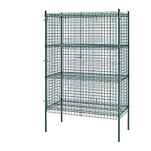Krollen Industrial NSF Stationary Wire Green Security Cage Kit - 24" x 48" x 74" With 4 Shelves