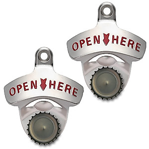 Luwanburg Stainless Wall Mounted Magnetic Beer Bottle Opener- Silver Magnetic Bottle Cap Opener Mountable (Pack of 2)