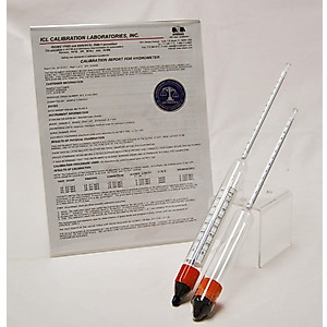 ASTM 2H Hydrometer 9/21 API, 0.1 Div. 330mm lgth. Supplied with NIST Traceable, ISO/IEC 17025 accredited Report of Calibration at 3 Test Points per ASTM E-100 & ASTM E-126 Specifications.