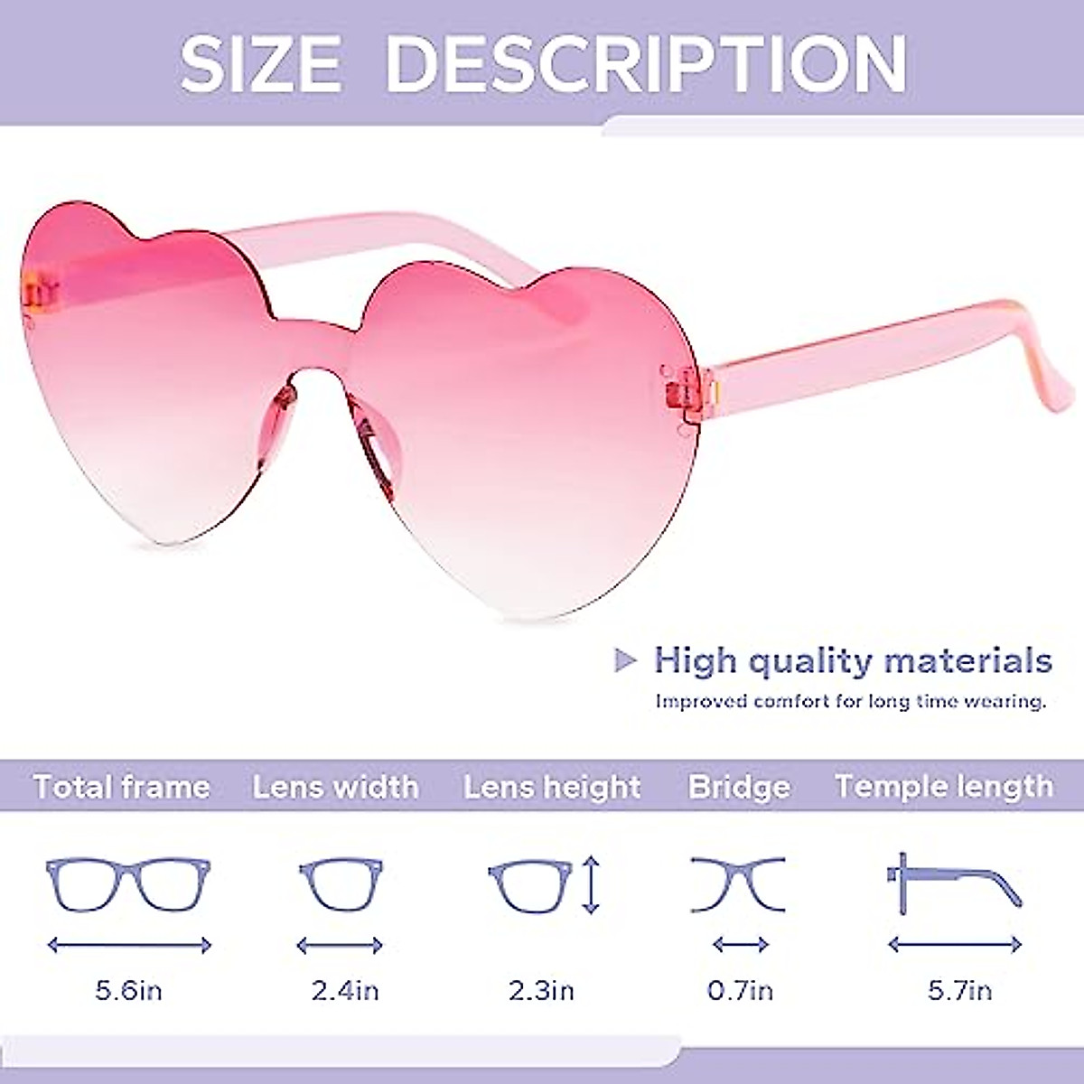 FUNUPUP 12 Pairs Heart Shaped Sunglasses Bulk Rimless Heart Shaped Glasses for Women Bachelorette Party