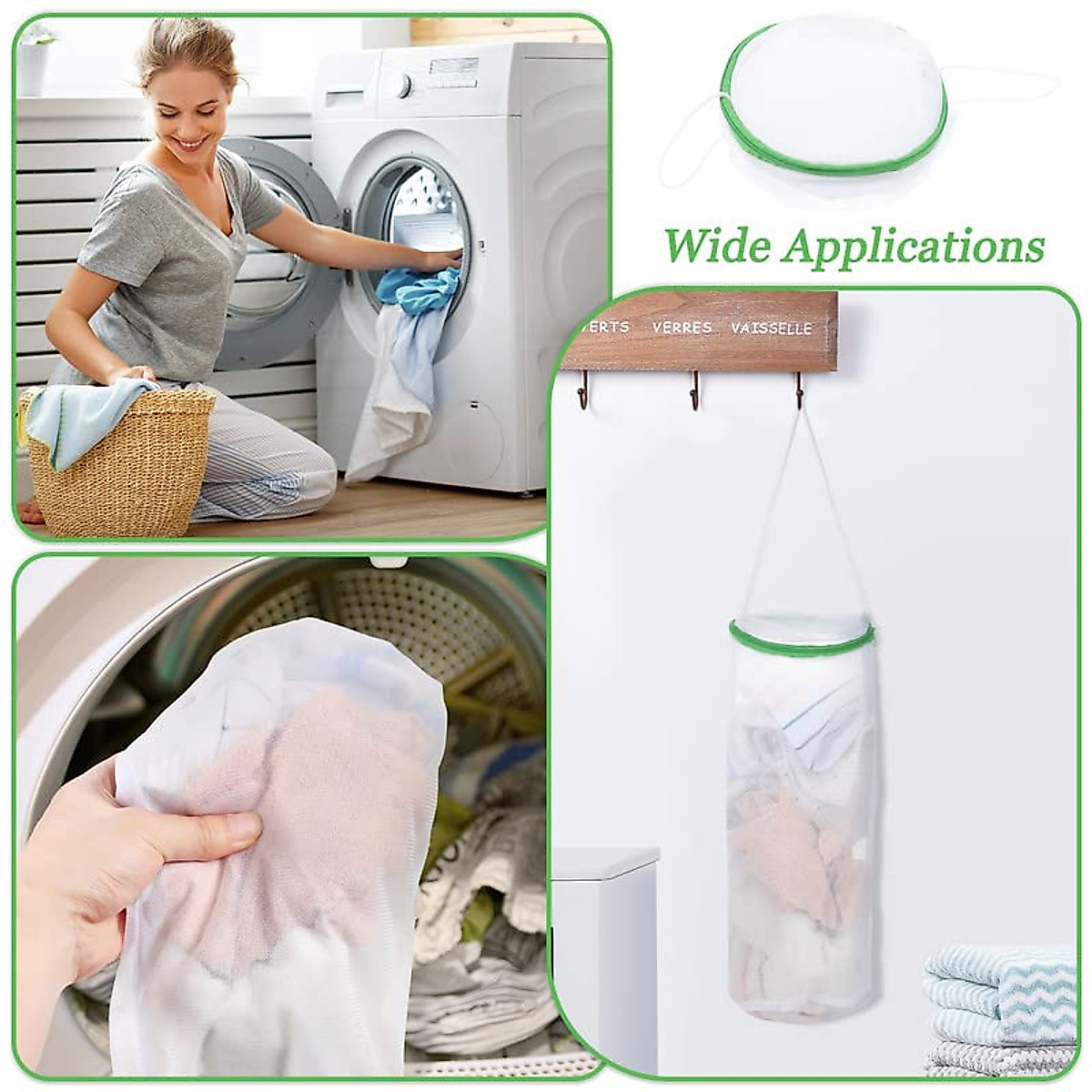 Socks Mesh Wash Bag Hanging Mesh Laundry Bag with Zipper Sock Laundry Bag for Washing Lingerie Bag Underwear Washing Bags for Clothes Bras Dorm Home(3 Pieces)