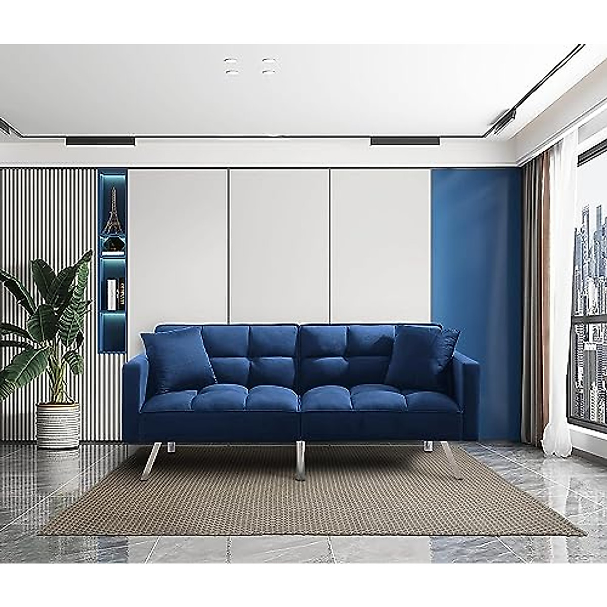 Tufted Upholstered Futon Sofa Daybed Modern Convertible Loveseat Sofa & Couch Soft Convenient Nap Sleeper Couch Bed for Home Office Apartment Furniture Sets