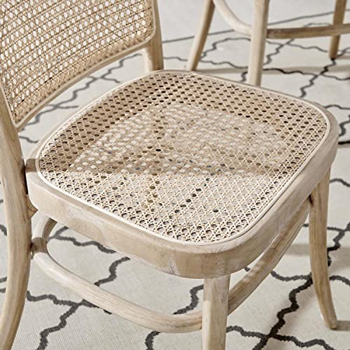 Modway Winona Elm Wood Dining Side Chair with Cane Rattan Seat in Gray