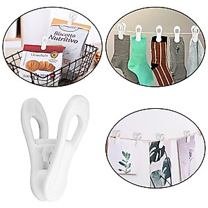 Strong Hanger Clips for Plastic Hangers, Big Plastic Hangers Clips, Multi-use Clothes Hangers Clips for Jeans Skirt Sweater Pants Hangers(30Pcs White)