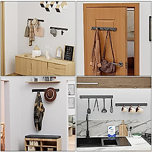 LEMONIDEA Wall Mounted Hook Rack 5 Hanging Hooks Entryway Kitchen Bathroom Storage Organizer Hanger for Coat Bag Hat Key Holder Set of 2