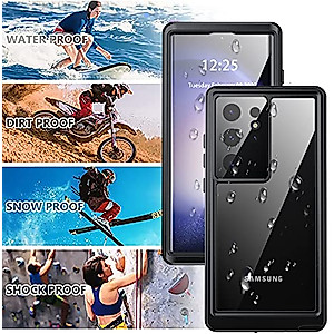GOLDJU for Samsung Galaxy S23 Ultra Case, Waterproof Case with [Built-in Screen Protector], [12FT Military Fully Body Shockproof] [Dustproof] Phone Case for Galaxy S23 Ultra 5G 6.8'' 2023 Black
