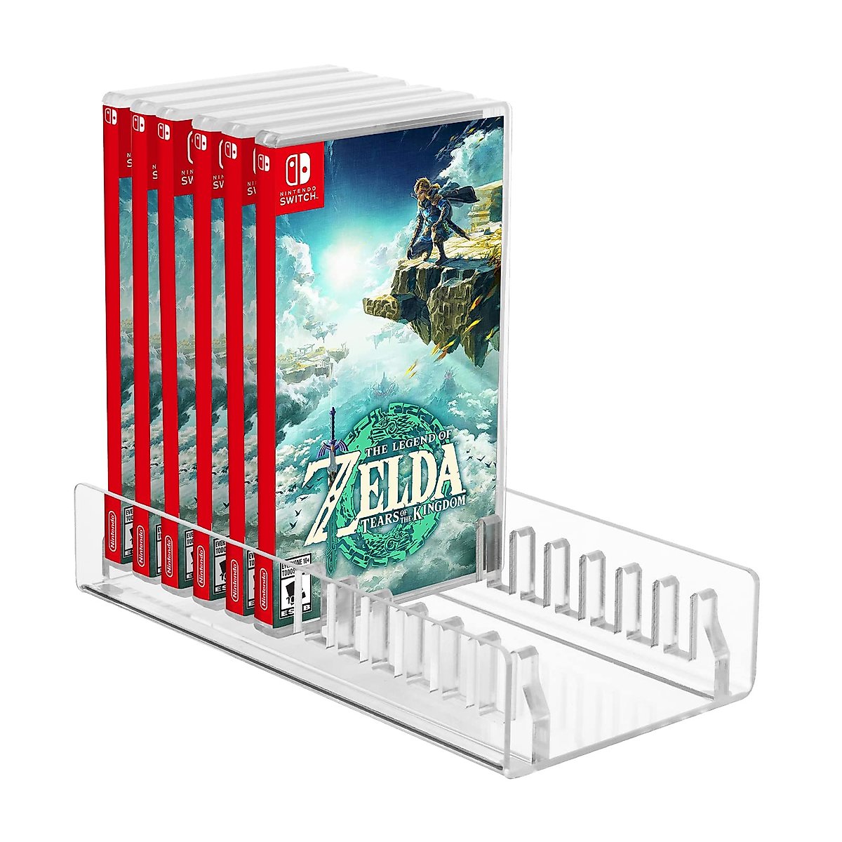 CaSZLUTION Acrylic Game Storage Organizer Stand Compatible with Nintendo Switch Game Card Case, Upgraded Switch Game Display Holder Fits up to 12 Games Box - Clear