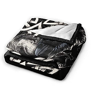 Fuevdvrri Viking Norse Wolf Raven Rune Mezcla Flannel Plush Soft Throw Blanket for Couch Cozy Lightweight Decorative