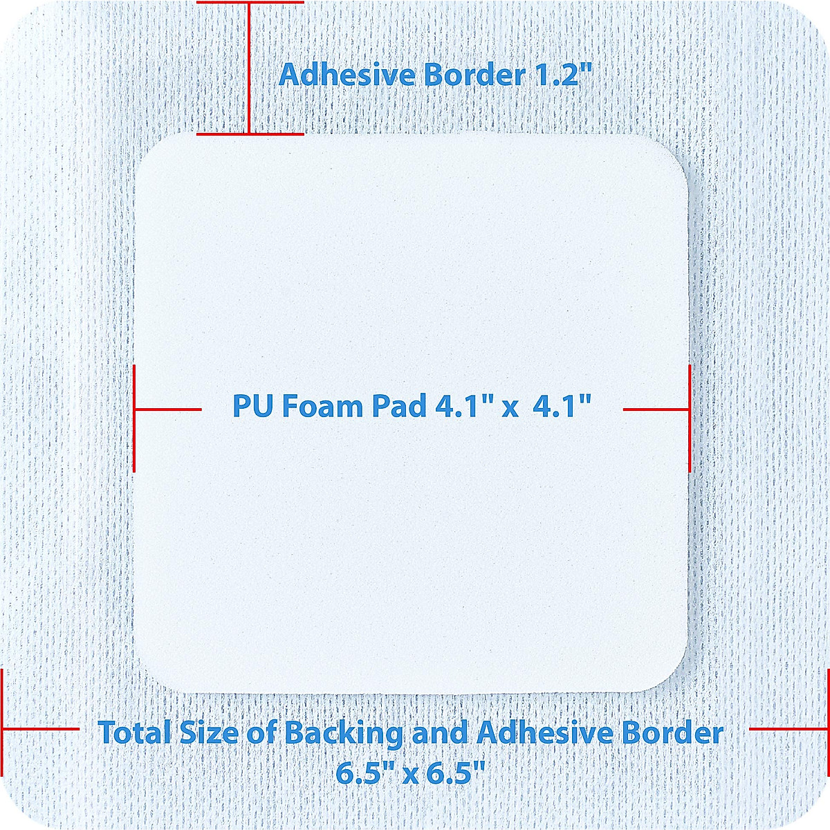 Foam Wound Dressing with Adhesive Border 6.5" x 6.5" Central Foam: 4.1" x 4.1" Thickness 5 mm 5 per Box by Areza Medical