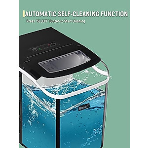 WANAI Ice Maker Countertop Portable Ice Maker Machine Self-Cleaning 26lbs/6-8Mins/24Hrs Ice Machine with Two Ice Cube Sizes and Scoop & Basket for Home/Office/Bar/RV Use