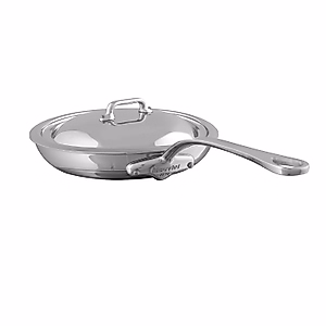 Mauviel M'Cook 5-Ply Polished Stainless Steel Frying Pan With Cast Stainless Steel Handle and Lid, 11-in, Made In France