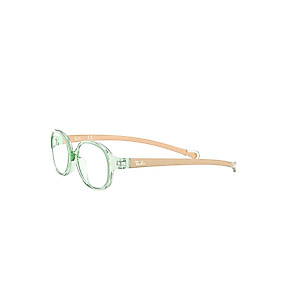 Ray-Ban Junior Kids' Ry1587 Oval Prescription Eyeglass Frames, Transparent Light Green/Demo Lens, 41 mm