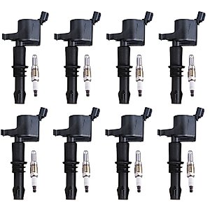 ENA 8 Ignition Coil Pack and Platinum Spark Plug Set 2005-2008 Compatible with Ford Expedition Explorer F150 F250 F350 F450 F550 Super Duty Navigator Mark 5.4L 4.6L 6.8L Replace# DG511 SP515 SP546