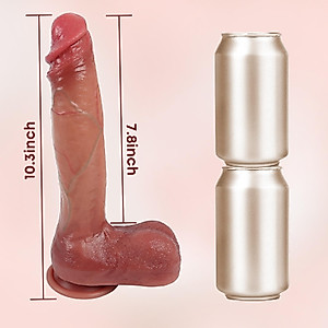 Realistic Huge Anal Dildo - 10.3 inch Dual Density Suction Cup Dildo,2.08 inch Diameter Thick Silicone Suction Dildo with Lifelike Skin,Fake Penis Big Dildo for Men Women,Gay Adult Sex Toys