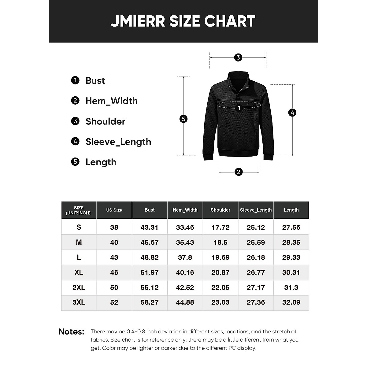 JMIERR Mens Quilted Sweatshirt Casual Long Sleeve Crewneck Half Button Fashion Pullovers Sweater Jackets with Pockets, US 38(S), Orange
