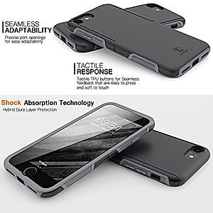 TEAM LUXURY iPhone SE Case 2022/2020, iPhone 8/7 Case, [Ultra Impact Resist] Shockproof Rugged Protective Case for Apple iPhone SE/8/7 Phone Case Cover 4.7", (Black/Gray)