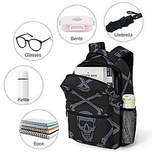 XOLLAR Laptop Backpacks for Men Women Skulls Bones Lightweight Travel Daypack Large Hiking Camping Bags