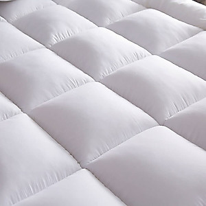 King Quilted Mattress Pad Cover, Pillow Top Mattress Cover, Mattress Protector Cotton Top with Deep Pocket Cooling Mattress Topper (King, White)