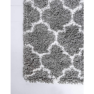 Unique Loom Rabat Shag Collection Area Rug - Marble (8' x 10' Rectangle, Gray/ Ivory)