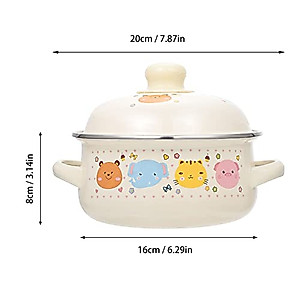 Angoily Porcelain Stockpot Flower Enamel Stock Pot Stockpot with Lid Enamel Coated Oven Stovetop for Soup Chicken Pot Roast Kitchen Cookware 16cm Ceramic Soup Pot