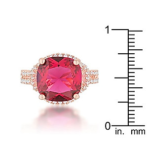 6.2ct Ruby CZ Rose Gold Plated Classic Cocktail Ring Ring Size 10