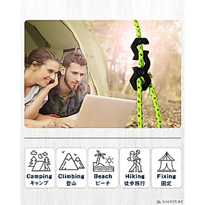 NACETURE Aluminum Alloy Rope Tensioner Camping Tent Guyline Cord Adjuster Camping of Gear for Camping, Hiking, Backpacking Ultralight Tent Stakes Guy Lines Tensioner Tent Cord (Silver 10 Pack)