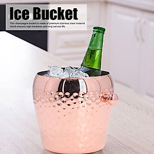 BuyWeek Ice Bucket, 1000ml Champagne Bucket 10.9 x 8.8 x 11.5cm Stainless Steel Wine Bucket Portable Beer Chiller Bucket for Bar Party Club(Rose Gold)