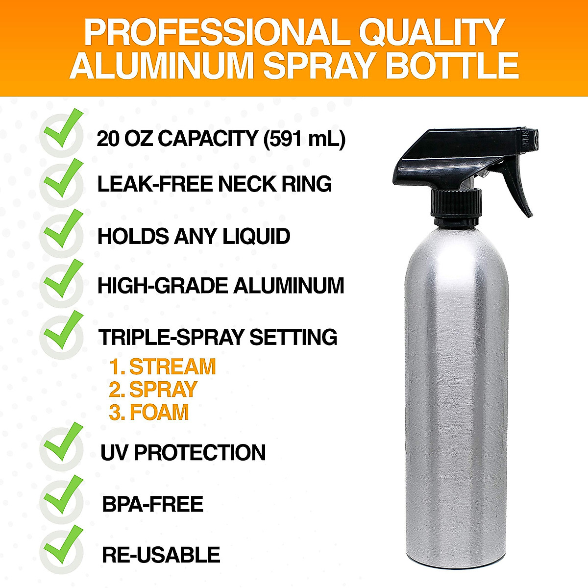 5GEN. FIFTH GENERATION DISTRIBUTION 6 Pack Empty Aluminum Spray Bottles with Sprayers 20 oz.