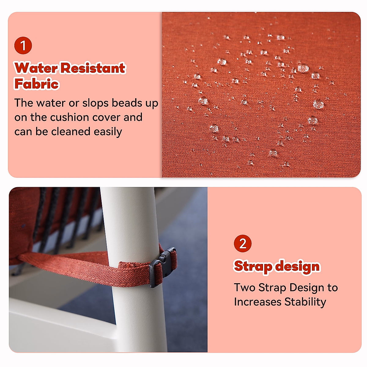 24x24 Outdoor Cushions,Outdoor Deep Seat Cushion Set,Olefin Fabric Patio Furniture Cushions,Deep Seat Bottom and Back Cushion for Chair,Sofa, and Couch,Ruby Red (Set of 2 Seats,2 Backs,2 Pillows)