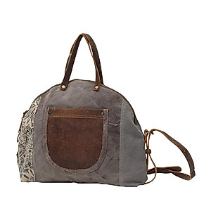Myra Bags Flowering Upcycled Canvas Shoulder Bag S-0704, Tan, Khaki, Brown, One_Size