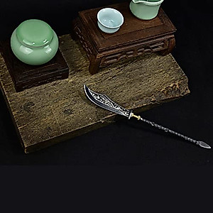 lkjad Tea Knife Full Tang Handmade Tea Set Cutting Small and Portable Sharp Collectibles Metal Stainless Steel Guan Gong Knife Letter Opener