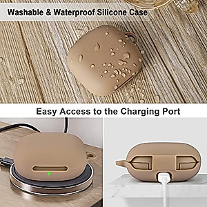 Beats Fit Pro Case Cover, AIRSPO Soft Silicone Case for Beats Fit Pro 2021 Shockproof Beats Fit Pro Earbuds Case Cover with Keychain （Dune）