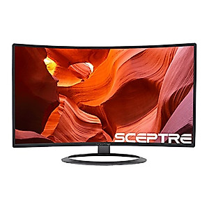 Sceptre 27" Curved 75Hz LED Monitor Full HD 1080P HDMI DisplayPort VGA Speakers, Ultra Thin Brushed Metal, 1800R Immersive Curvature (C275W-1920R)